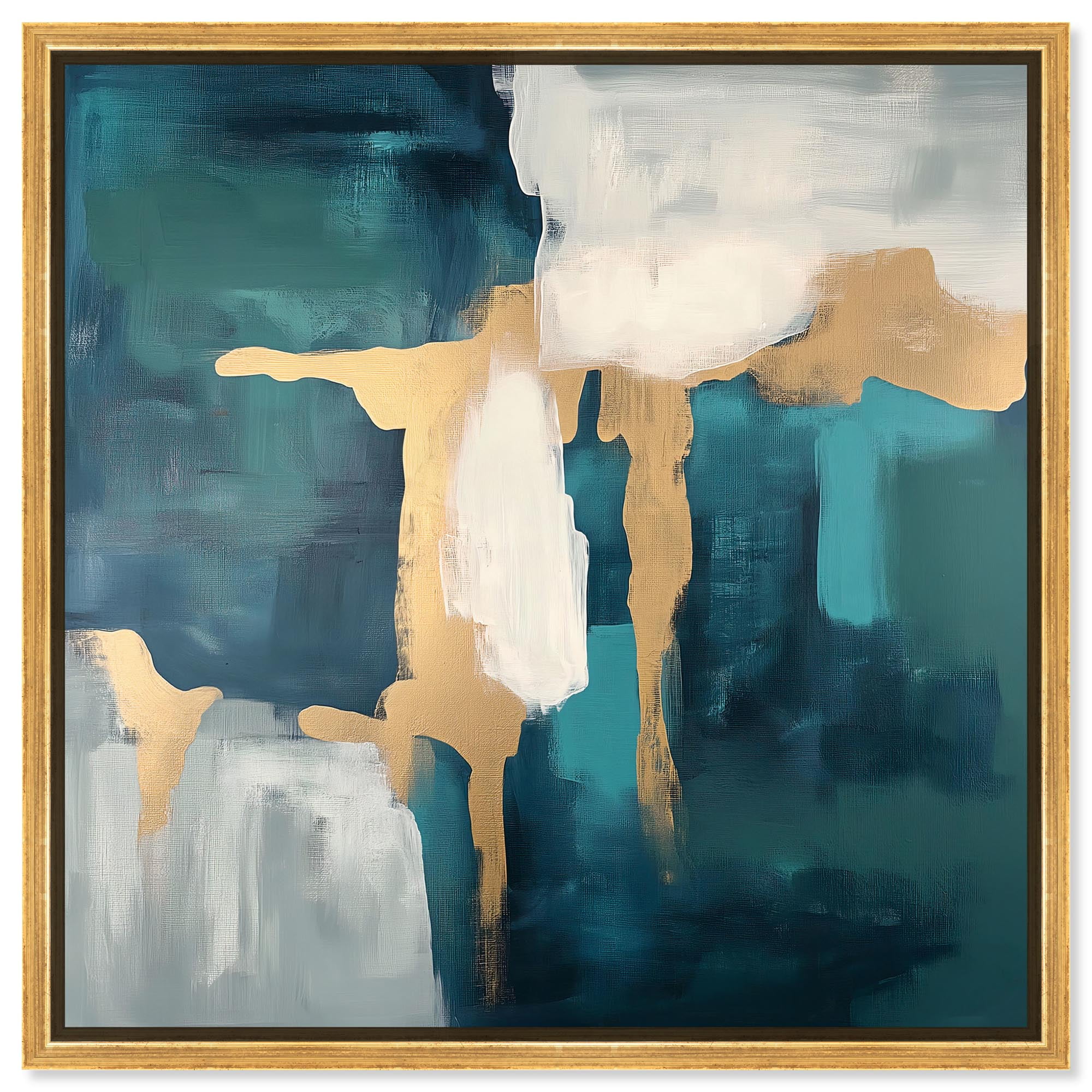 Cleopatra I Canvas Blue Abstract Art by Art Remedy, Gold Frame, 30" x ...