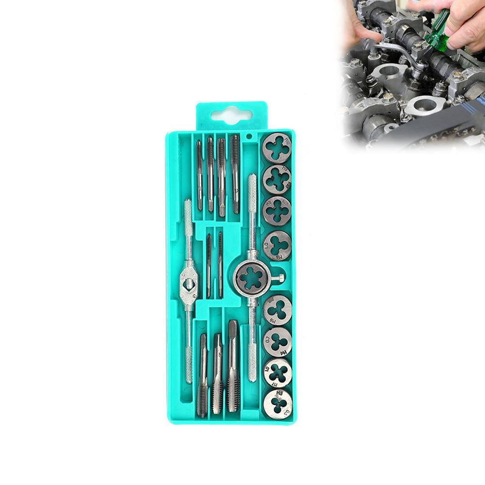 SSKFHGI 20pc Tap And Die Small Rack Set Tap And Die Hardware Tools Hand Tap Wrench Round Die ...