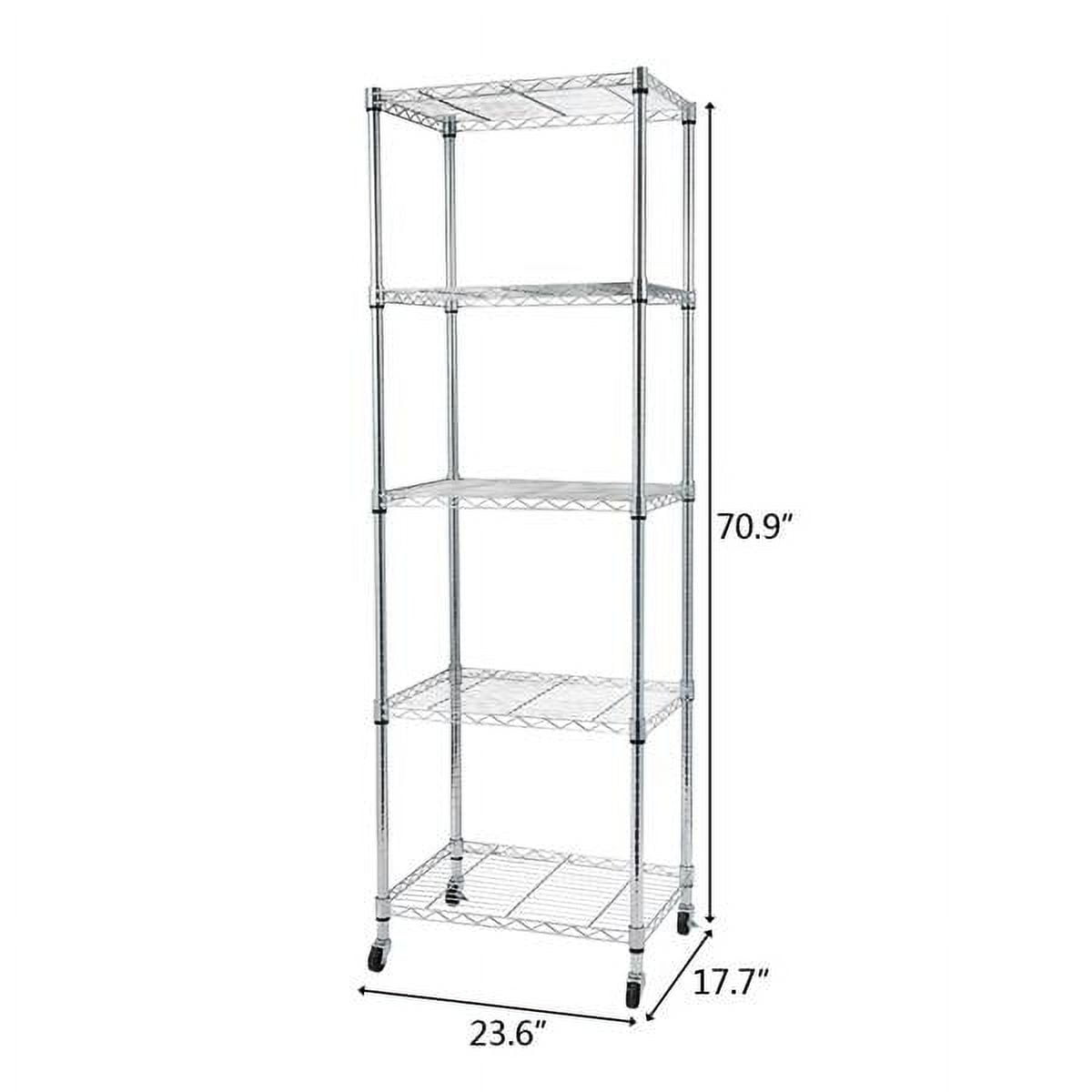 Clerance! 5 Tier Steel Wire Shelving Unit on Wheels,Chrome Shelves for ...
