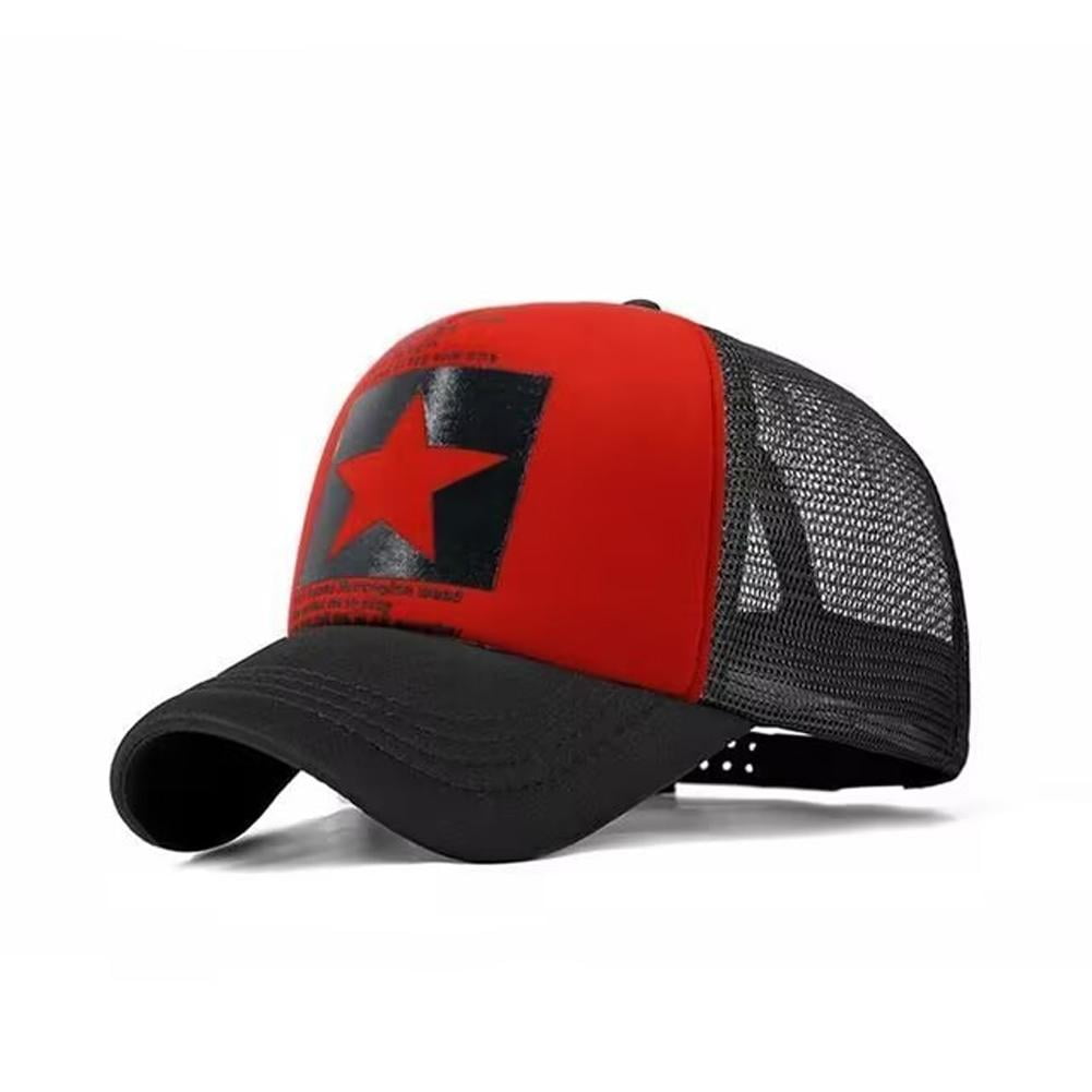 Clerance! Black And Red Five-Pointed Star Flower Baseball Cap - Walmart.com