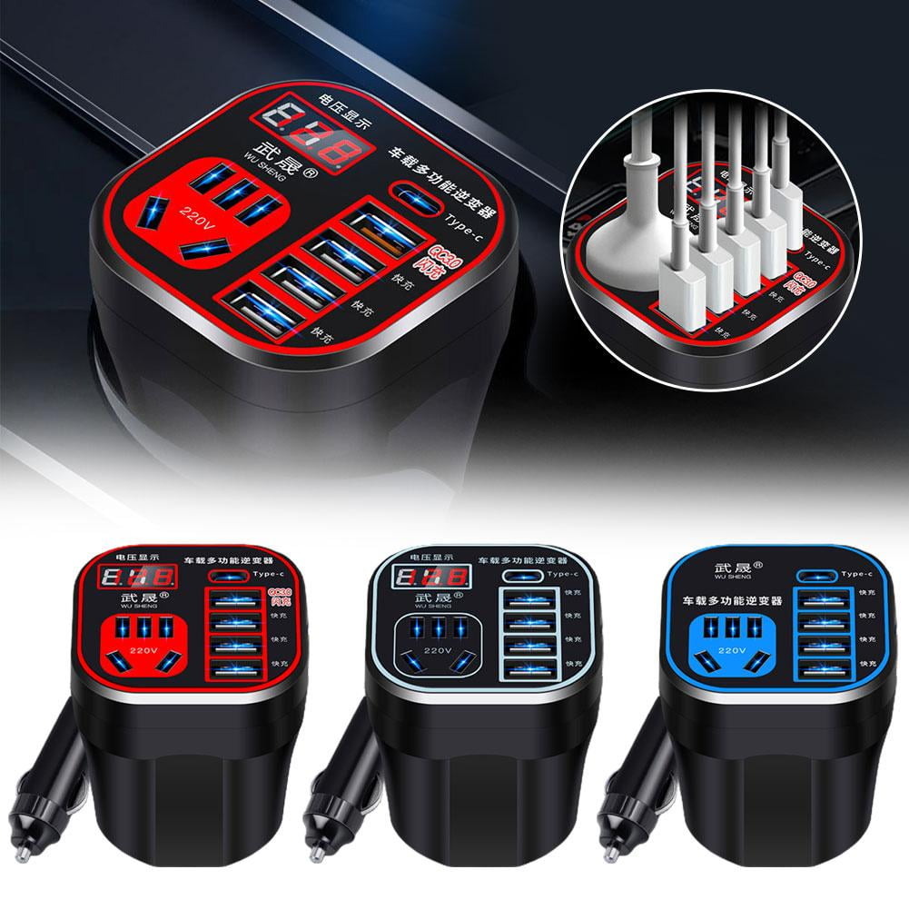 Clerance! Car Power Inverter 24V12V to 220V Led Display 3 USB Ports LighterAU - Walmart.com