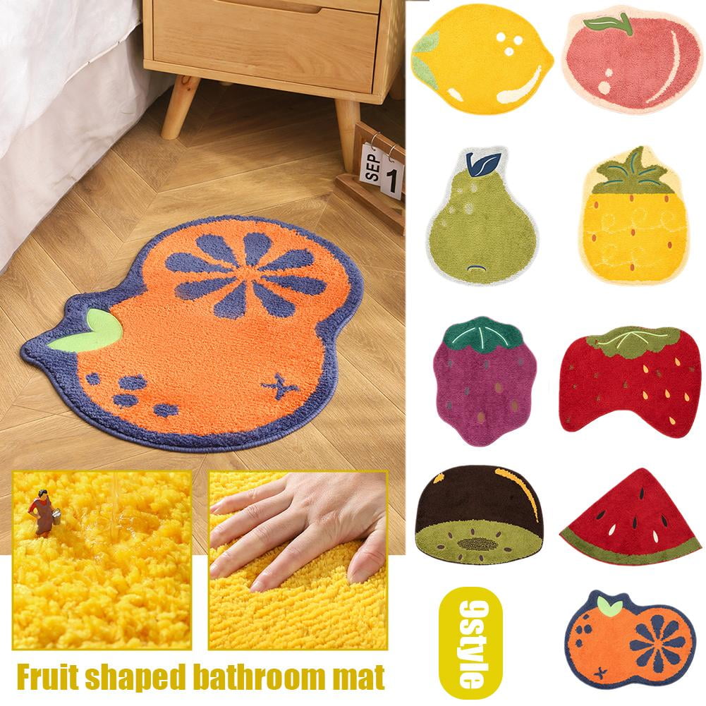 Clerance! Cute Fruit Shaggy Bath Mat NonSlip Washable Decorative Shower ...