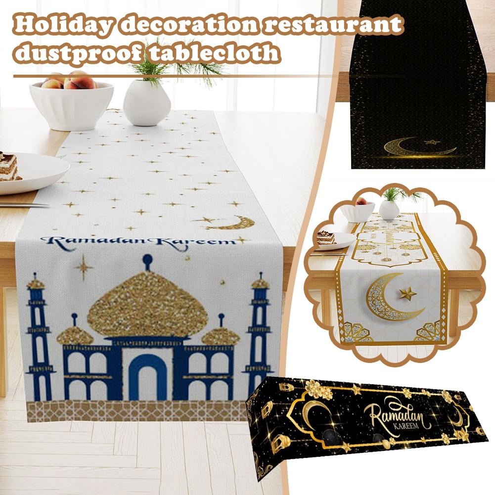 Clerance! Eid Mubarak Table Runner 72 x 137 Inch Ramadan Table Cloth ...