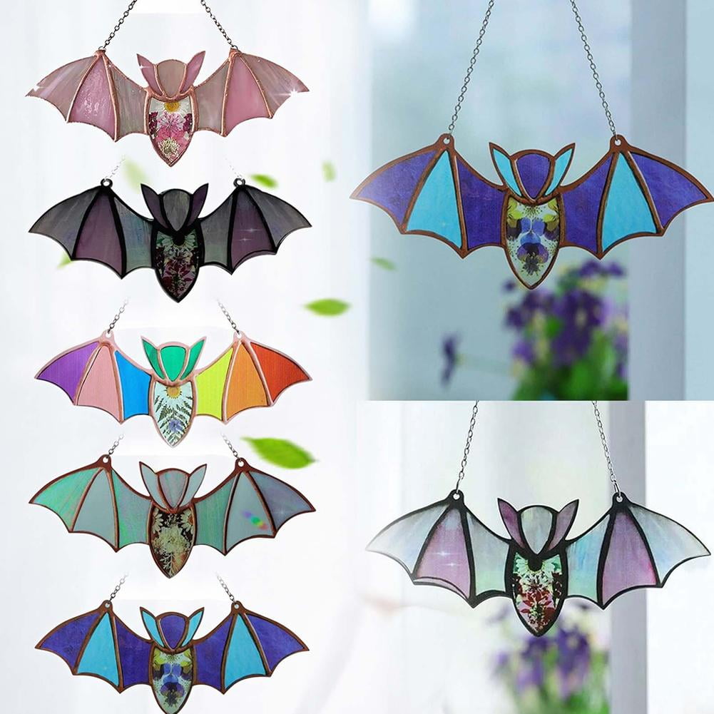 Clerance! Halloween Bat Stained Glass Suncatcher Window Hanging Wall ...
