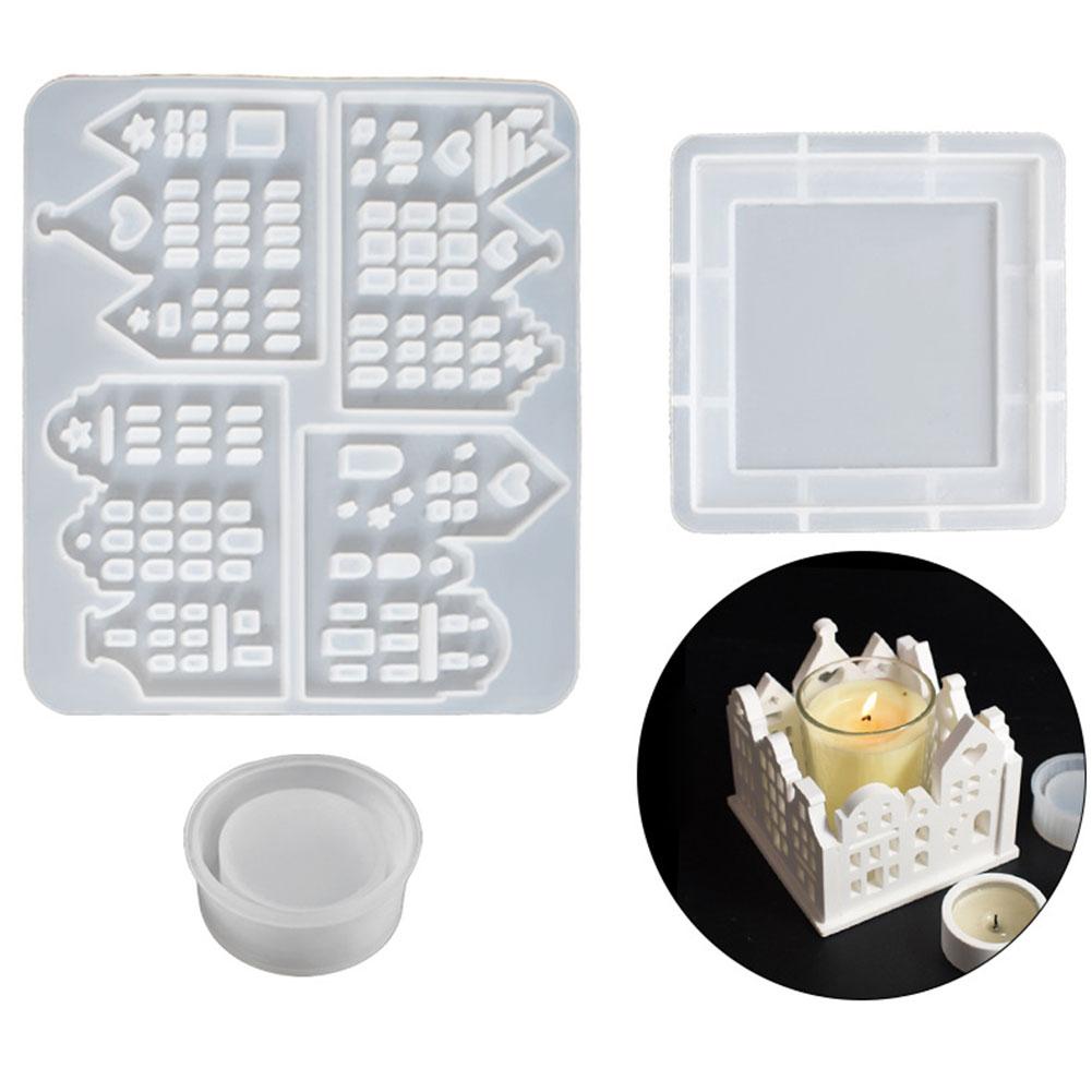 Clerance! Hollow House Candle Silicone Mold Square Castles Candlestick ...