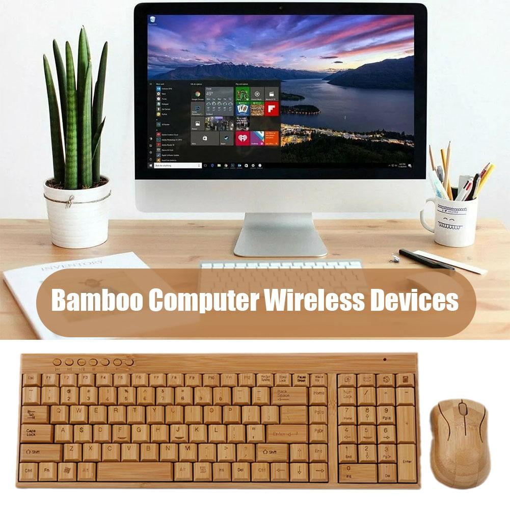 Clerance! Keyboard Bamboo Mouse Wireless Wooden Combo Set Pc Computer ...