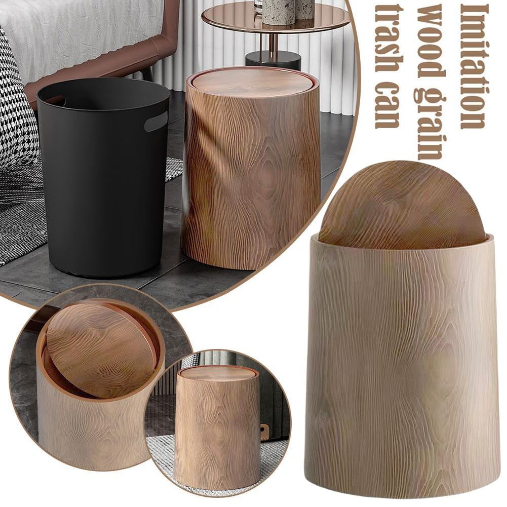 Clerance! PawCasa 1Pc Retro Wood Grain Trash Can Wooden Garbage Bin ...