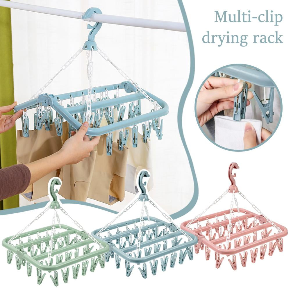 Clerance! PawCasa Folding Clothes Dryer Hanger 32 Clips Sos derwear Ra ...