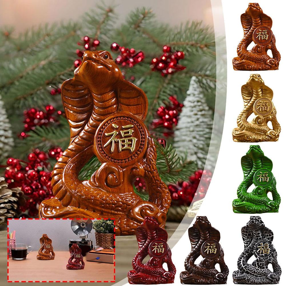 Clerance! PawCasa Woodcarving Snake Ornaments SolidWood Carved Snake ...