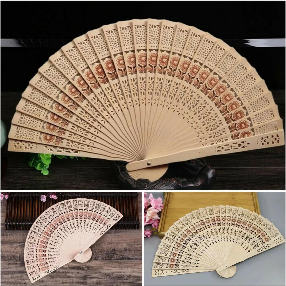 Clerance! PawCasa Wooden Bamboo Hand Held Folding Fan Print er Portable ...