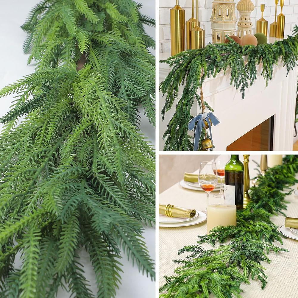 HPDL Yiokii Artificial Norfolk Pine Garlands 569ft Real Touch Winter Pine Garland Green ...