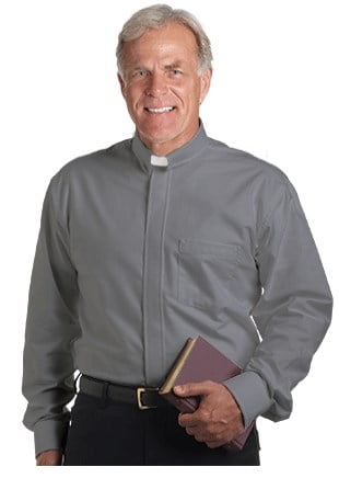 Clerical Shirt-Long Sleeve Tab Collar-15X32/33-Grey - Walmart.com