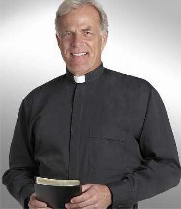 Clerical Shirt-Long Sleeve Tab Collar-16.5X36/37-Black - Walmart.com
