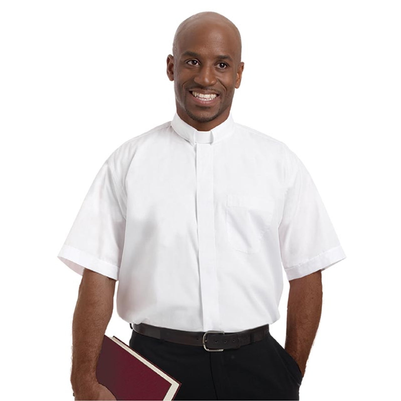 Clerical Shirt-Short Sleeve Tab Collar-17.5 In-White - Walmart.com