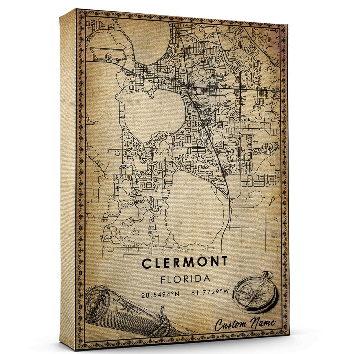 Clermont Map Poster, Florida Map Art Poster, Canvas, Clermont Map City ...