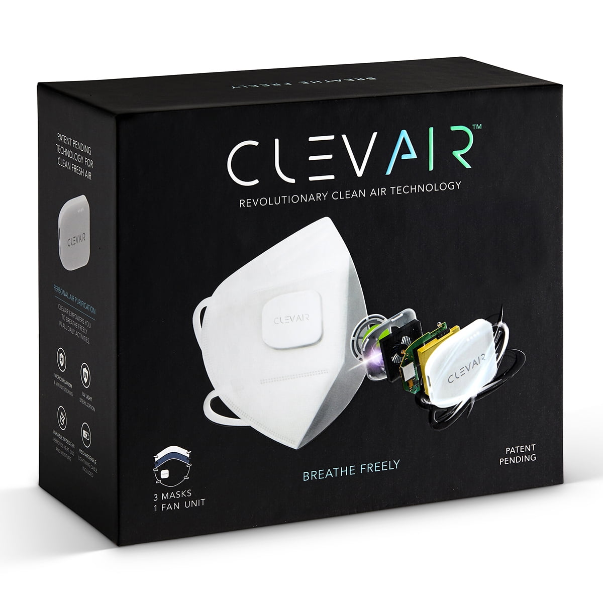 CLEVAIR Breathable Reusable Face Mask, 6-Layer Filter, Ventilation Fan ...