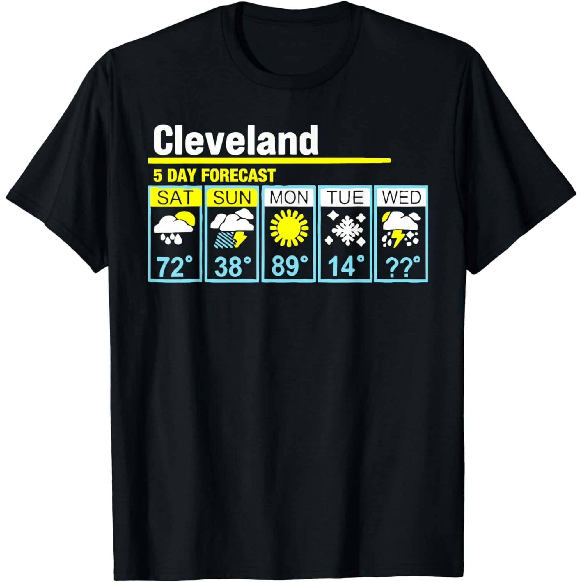 Cleveland 5 Day Forecast Funny Travelling Weather Forecast T-Shirt ...