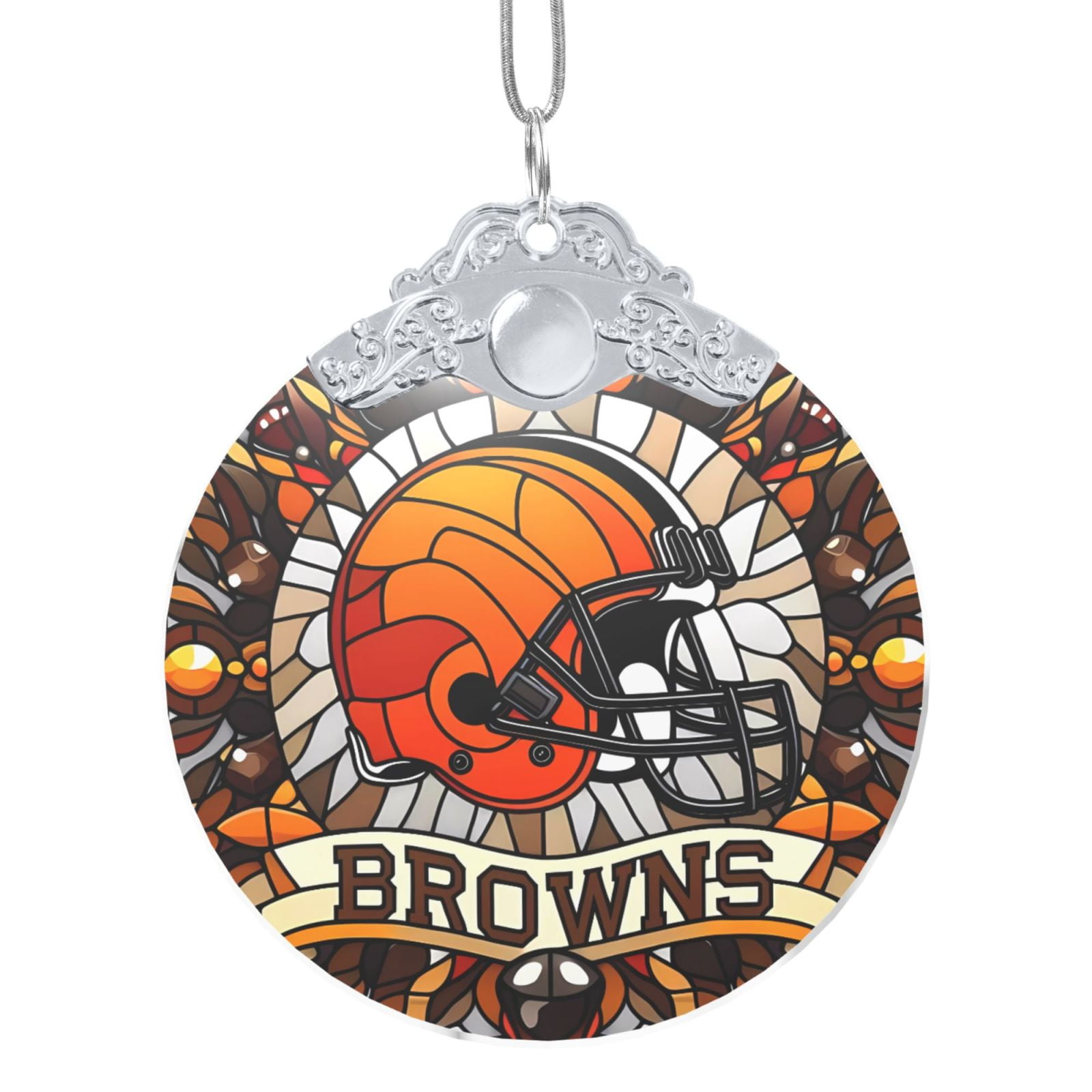 Cleveland American Football Team Themed Glass Round Pendant Christmas ...