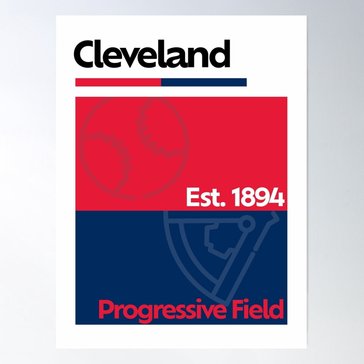 Cleveland Baseball Print, Minimalist Poster, Modern City Art, Ohio Team ...