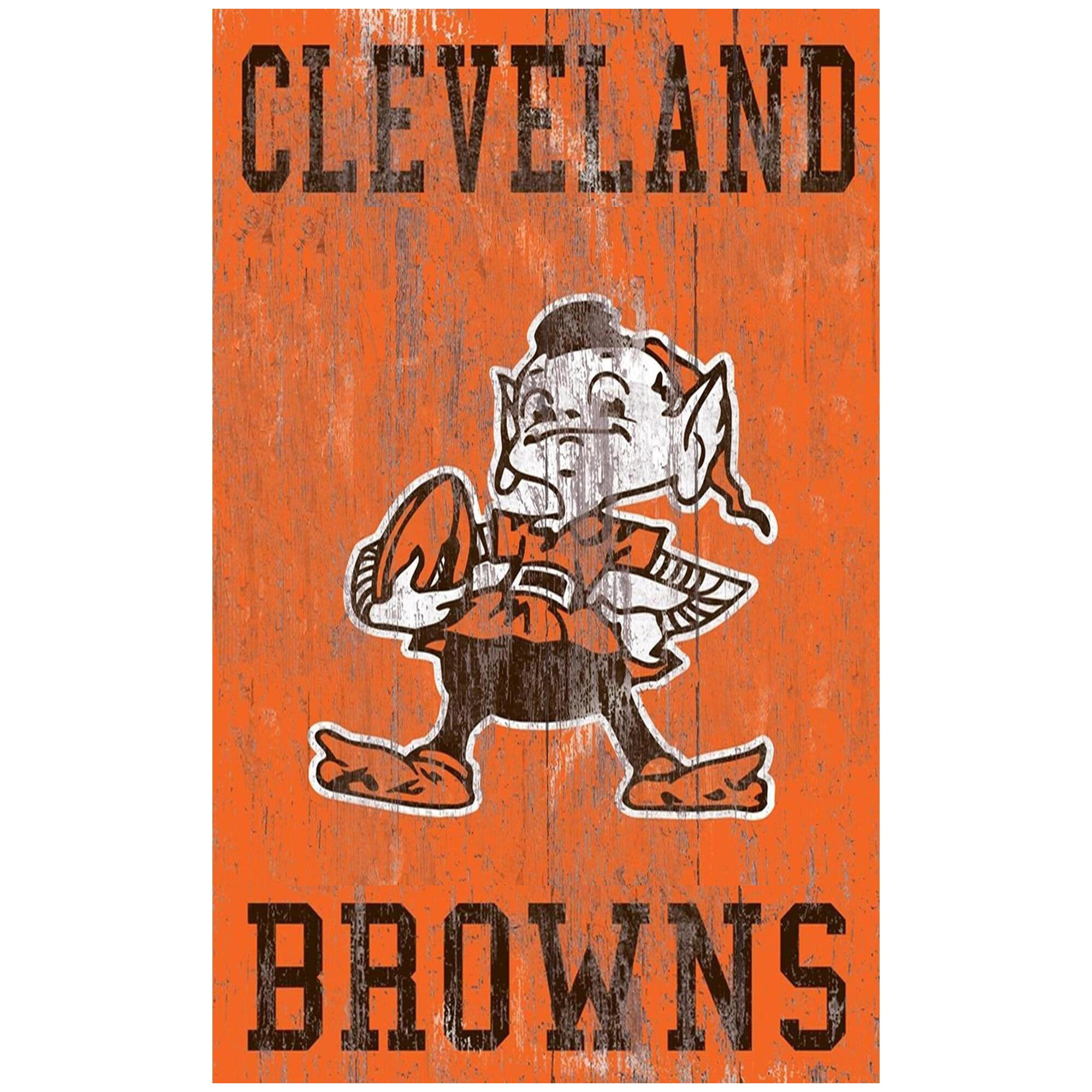 Cleveland Browns Brownie The Elf 11'' x 19'' Heritage Distressed Logo ...