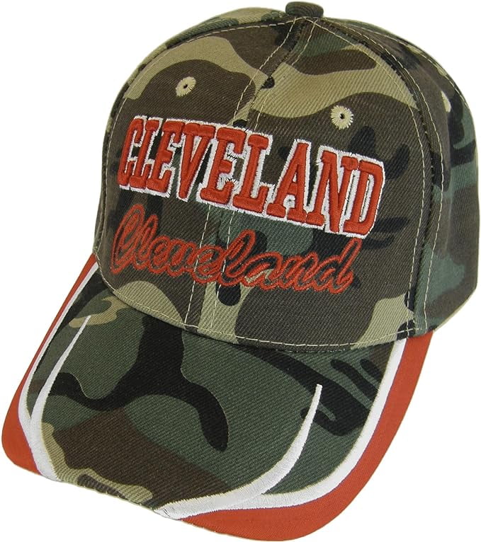 Cleveland City Name Block and Script Lettering Baseball Cap with ...