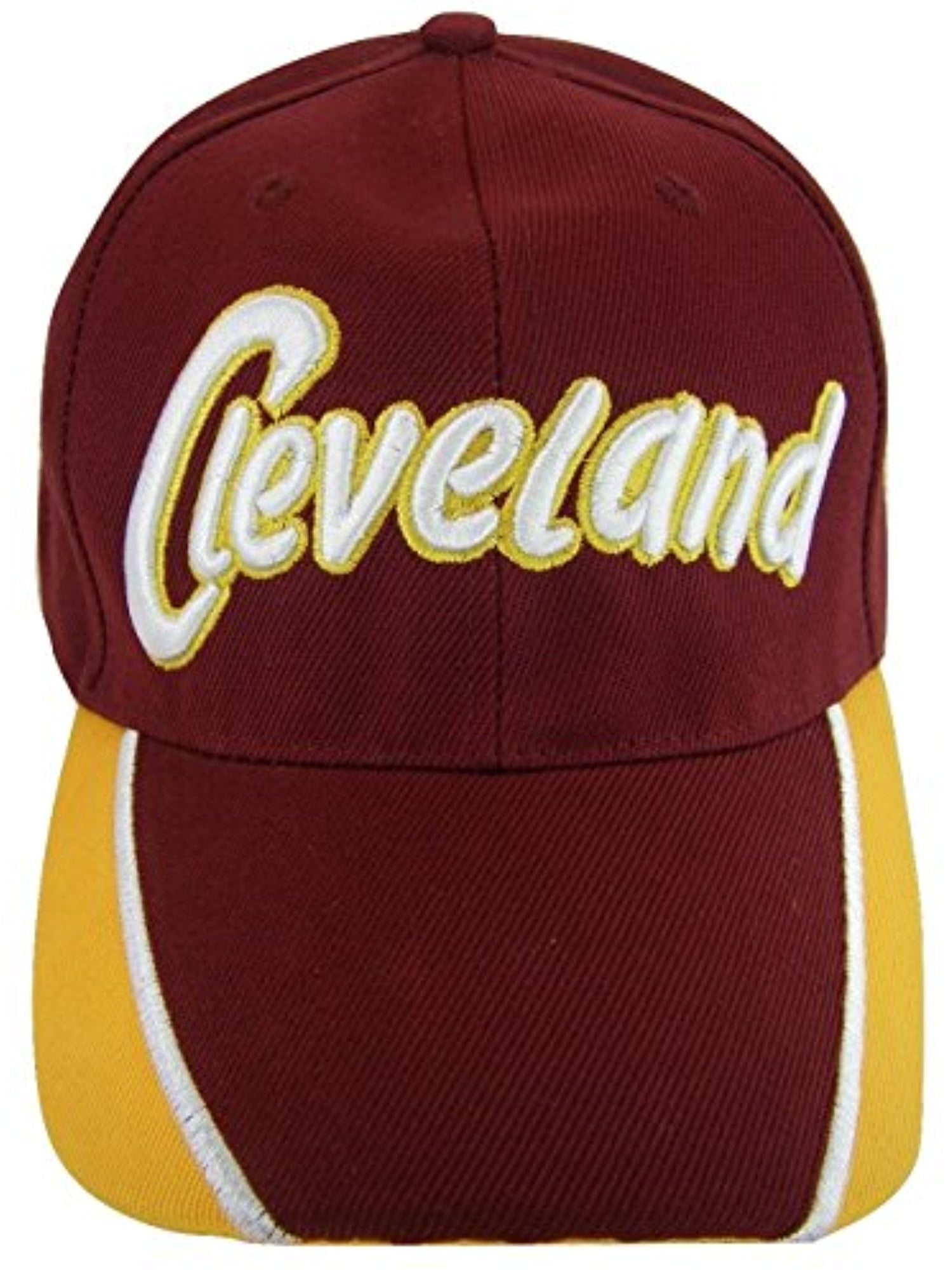 Cleveland Cursive Script Men's Adjustable Baseball Cap (Wine/Gold ...