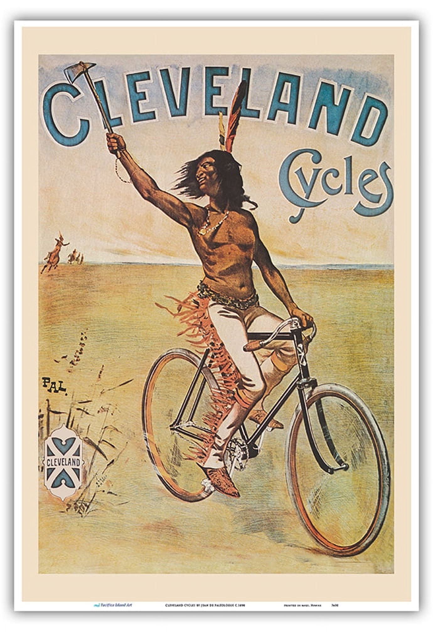 Cleveland Cycles - Native American Indian Rider - Vintage Bicycle ...