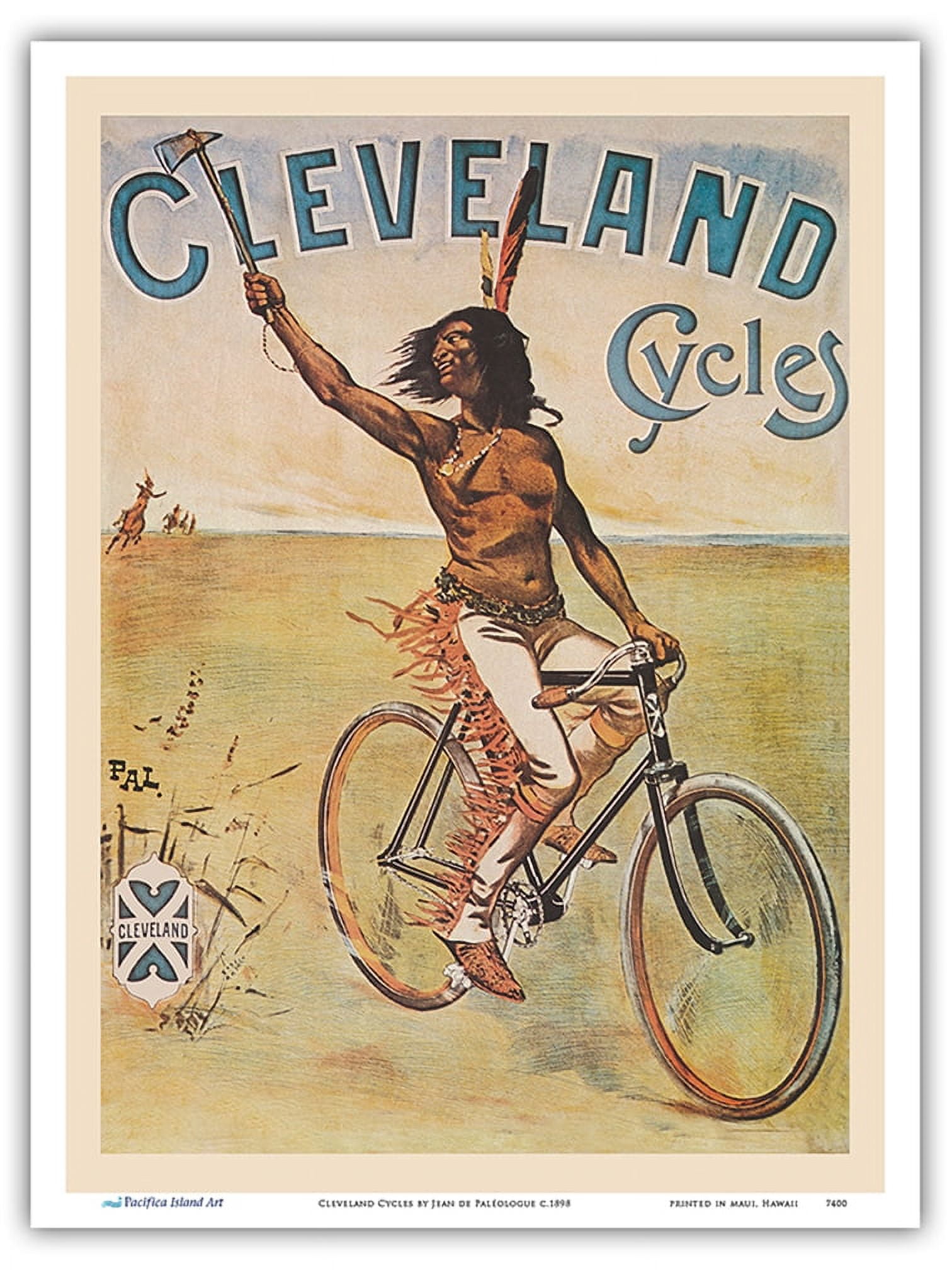Cleveland Cycles - Native American Indian Rider - Vintage Bicycle ...