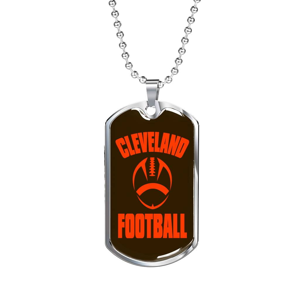 Cleveland Fan Necklace Dog Tag Stainless Steel or 18k Gold 24" Chain ...