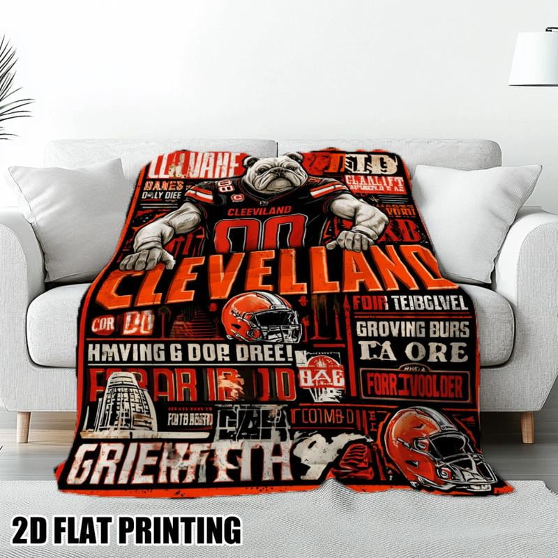 Cleveland Football Pride Flannel Throw Blanket - Soft Warm Machine ...