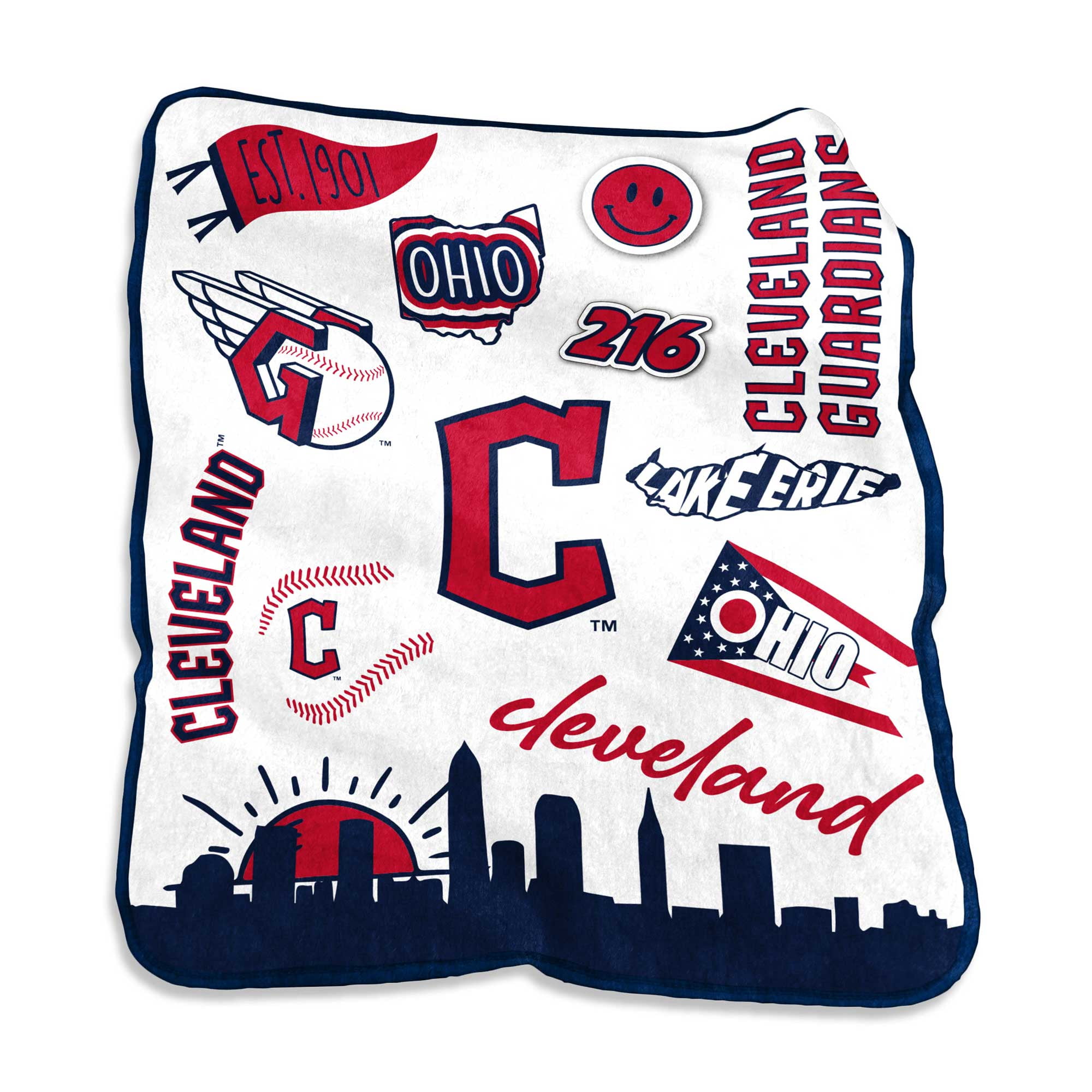 Cleveland Guardians 50'' x 60'' Native Raschel Plush Throw Blanket ...