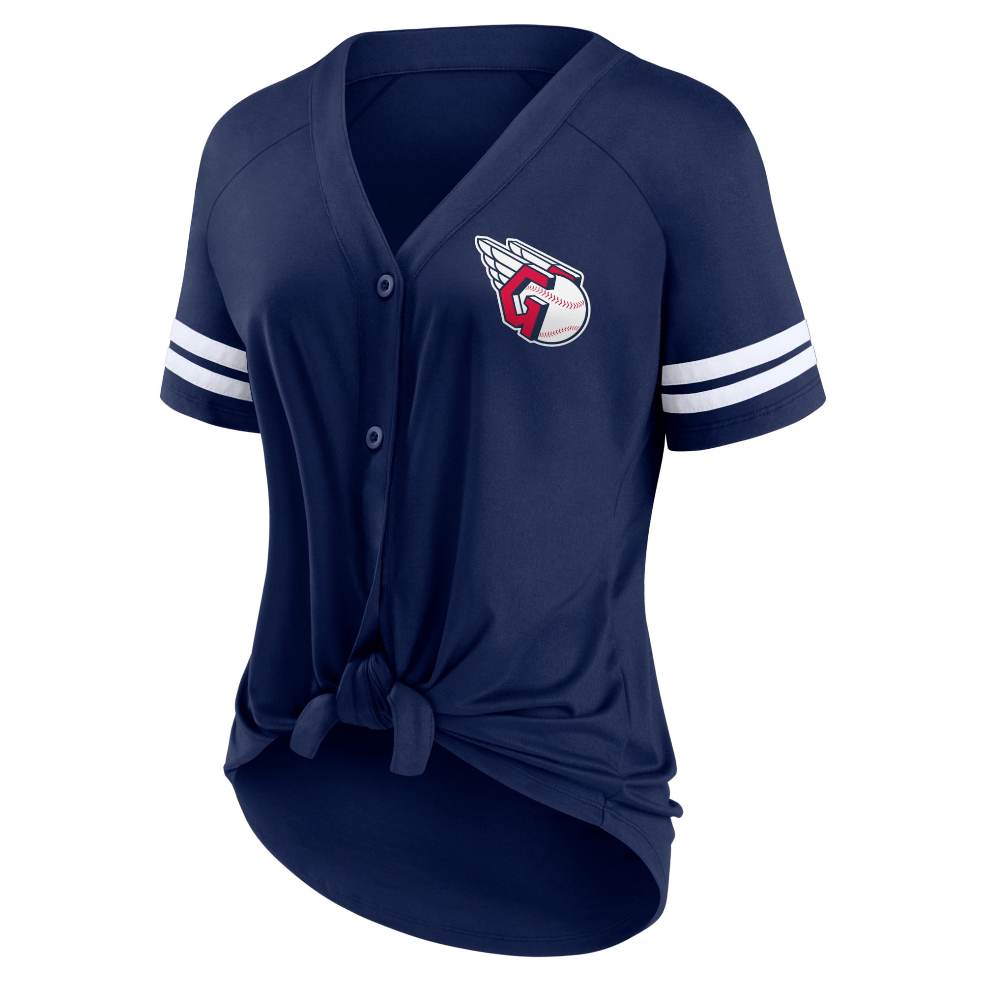 Cleveland Guardians MLB Home Run Women's Tie Front Jersey with Striped ...