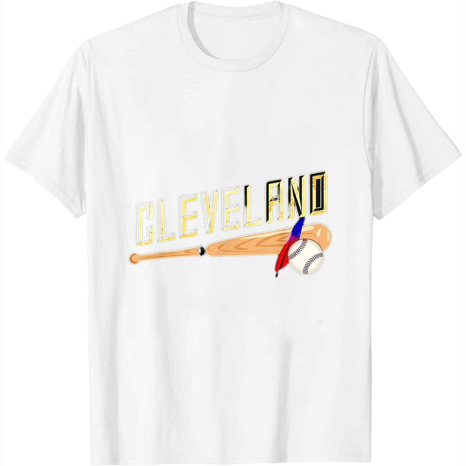 Cleveland Hometown Indian Tribe Tshirt Gold Font Design White Small ...