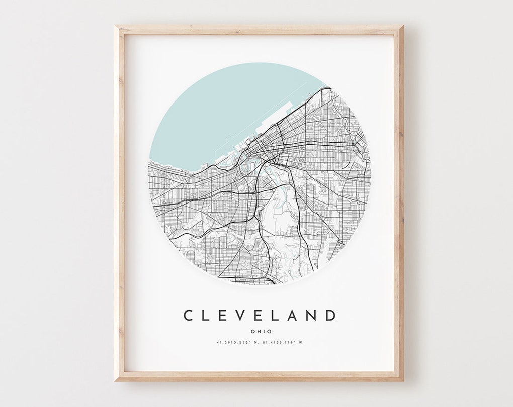 Cleveland Map Print, Cleveland Map Poster City Wall Art, Oh Road Map ...