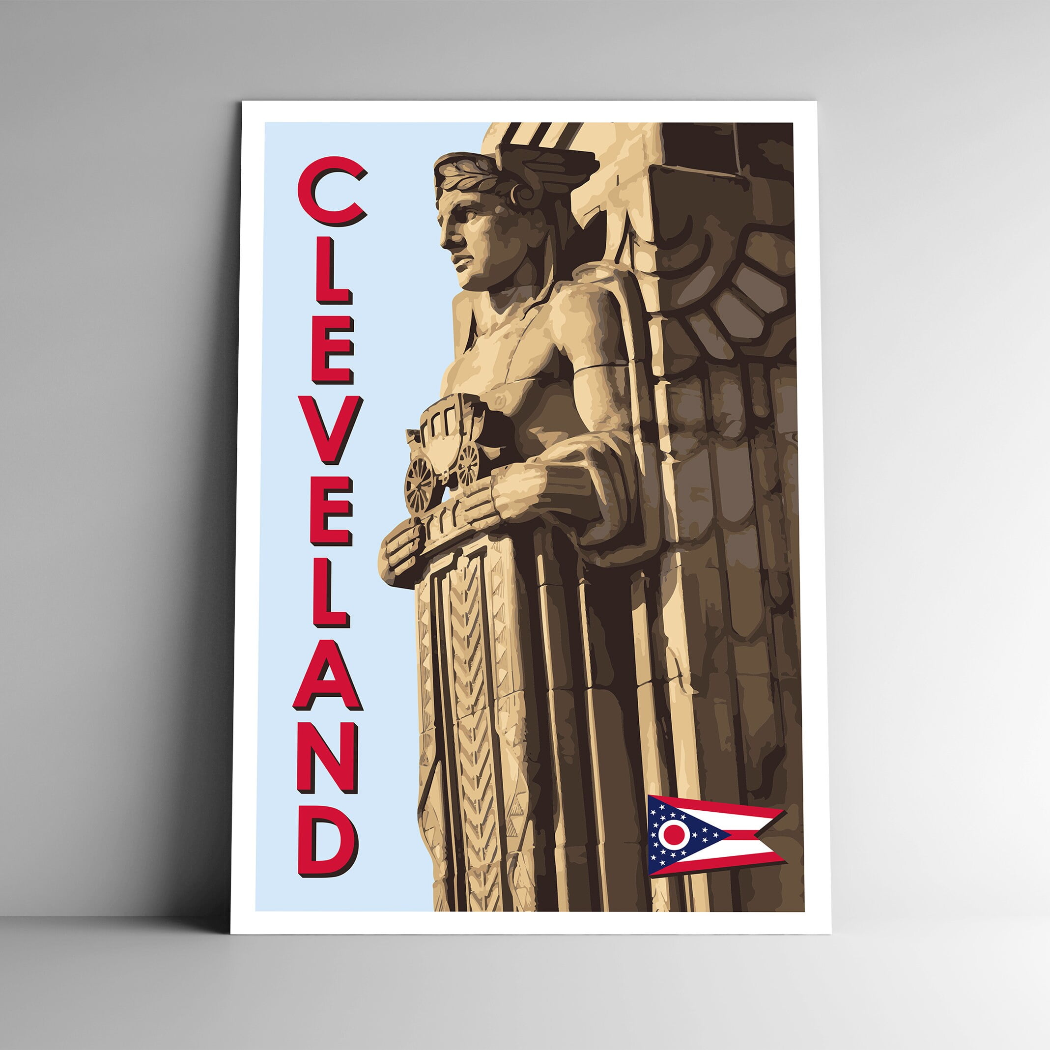Cleveland Ohio Vintage Travel Poster / Postcard WPA Style Guardians of ...