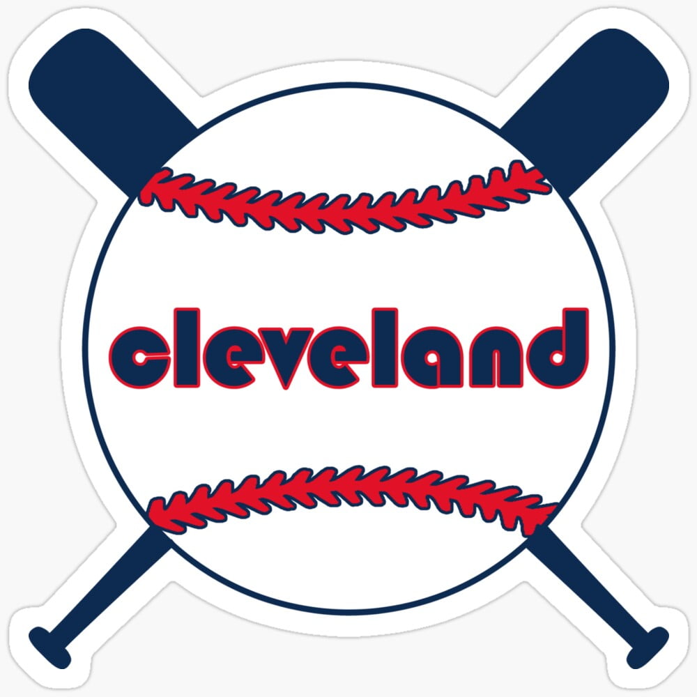 Cleveland Retro Throwback Baseball With Crossed Bats Sticker Phone ...
