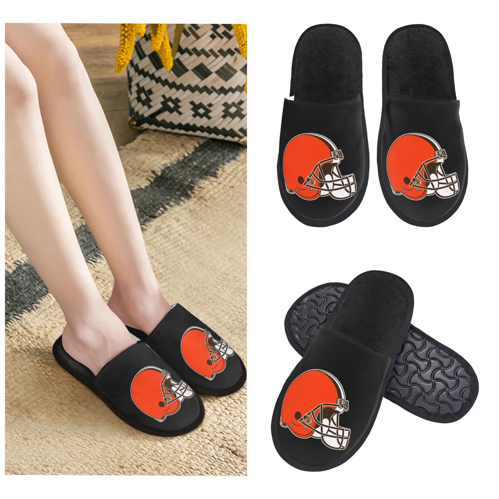 Cleveland Team Adult Furry EVA Slippers Warm Slippers Indoor Slippers ...