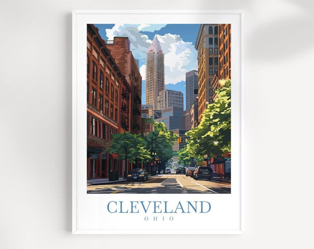 Cleveland Travel Print Ohio Poster Wall Art Cleveland Wall Hanging Home ...