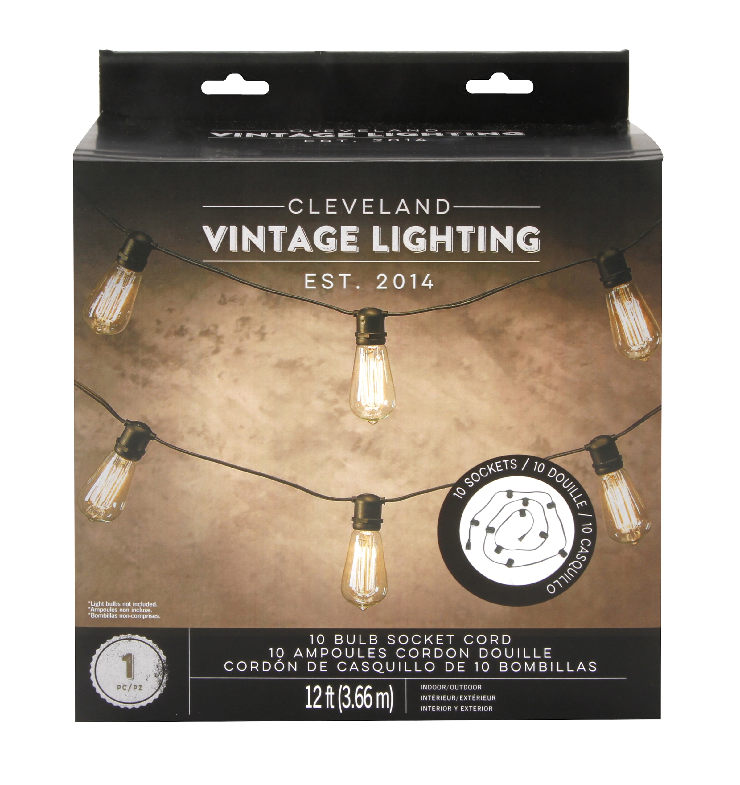 Cleveland Vintage Lighting 10 Bulb Socket Cord - Black - 12 feet ...