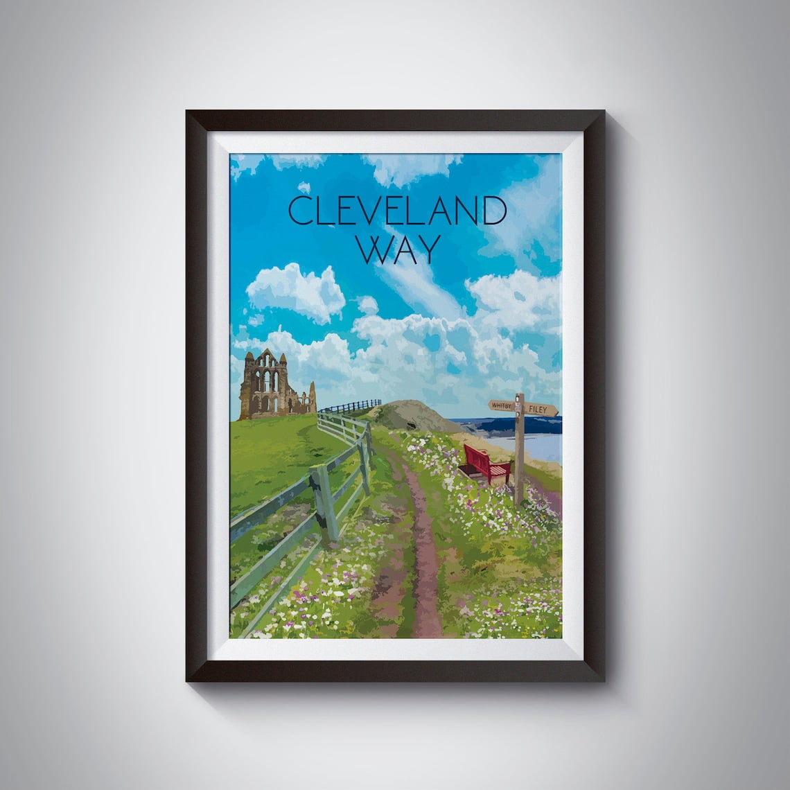 Cleveland Way Poster, National Trail, Hiking, Yorkshire, Whitby ...