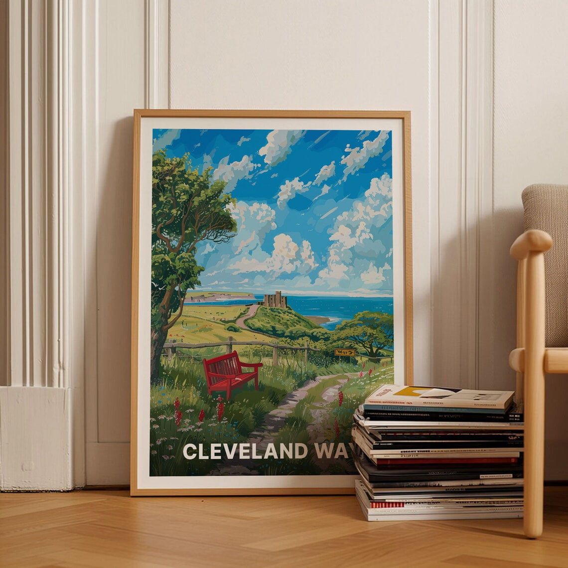 Cleveland Way Travel Poster: Yorkshire Hiking Trails, National Park Art ...