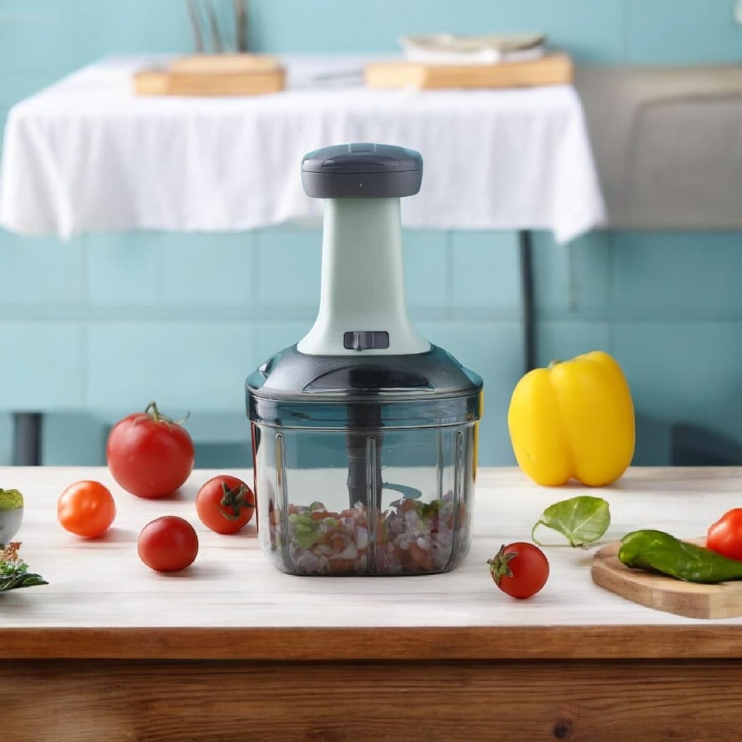 Clever Chop Push Chopper Manual Hand Press Push Chopper with 3 Blades ...