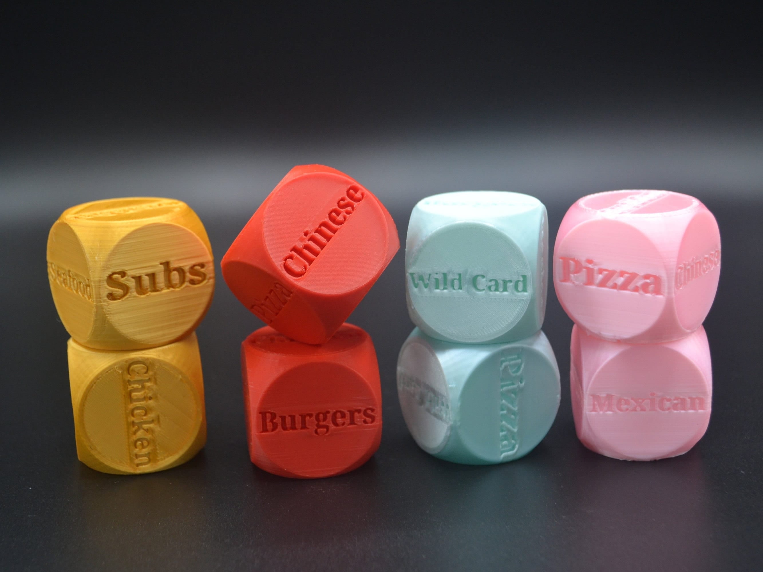 Clever Contraption Food Takeout Dice | Set of 2 Unique 1.4" Dice | Ages ...