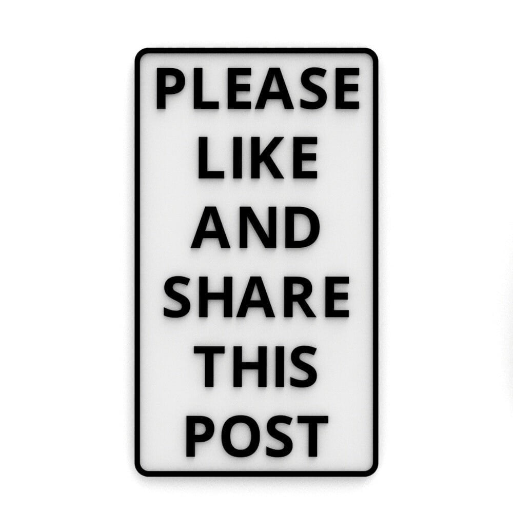 Clever Contraption Funny Sign | Please like and Share This Post - Black ...