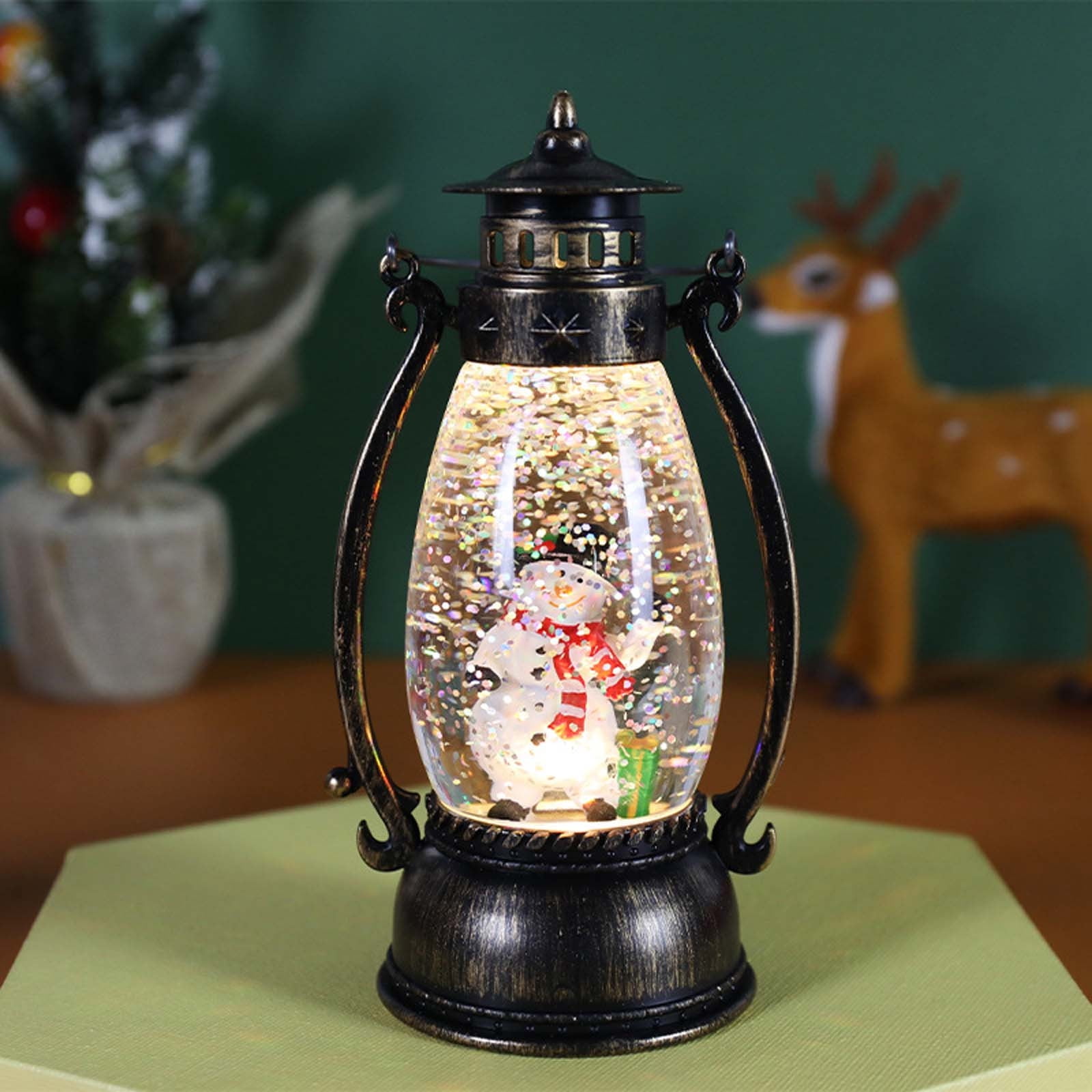 Clever Creation Musical Christmas Snow Lantern Lighted Led Swirling ...