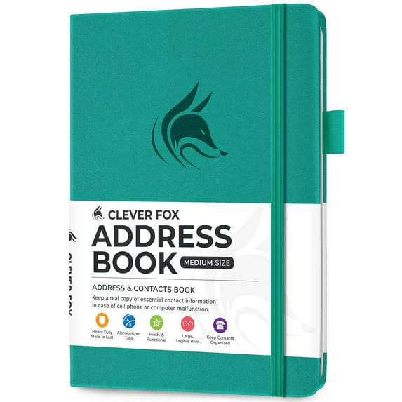Clever Fox Hardcover Address Book, Medium Size (5.3″ x 7.7″), PU ...