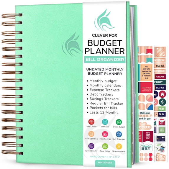 Clever Fox Budget Planner & Monthly Bill Organizer. Large, 8x9.5" (Mint ...
