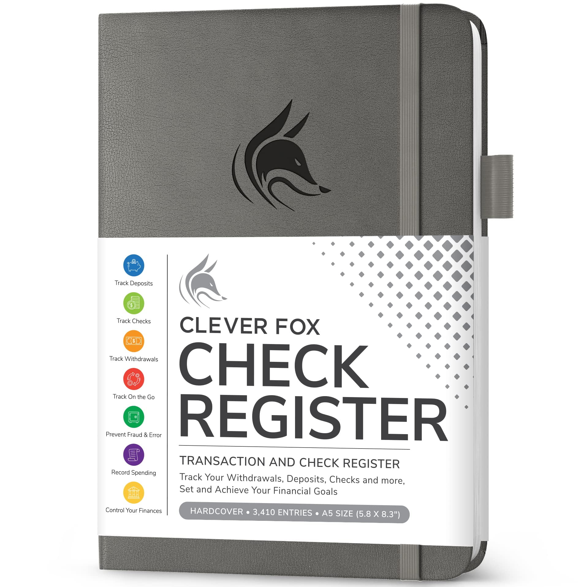 Clever Fox Check Register Book - Deluxe Transaction Register ...