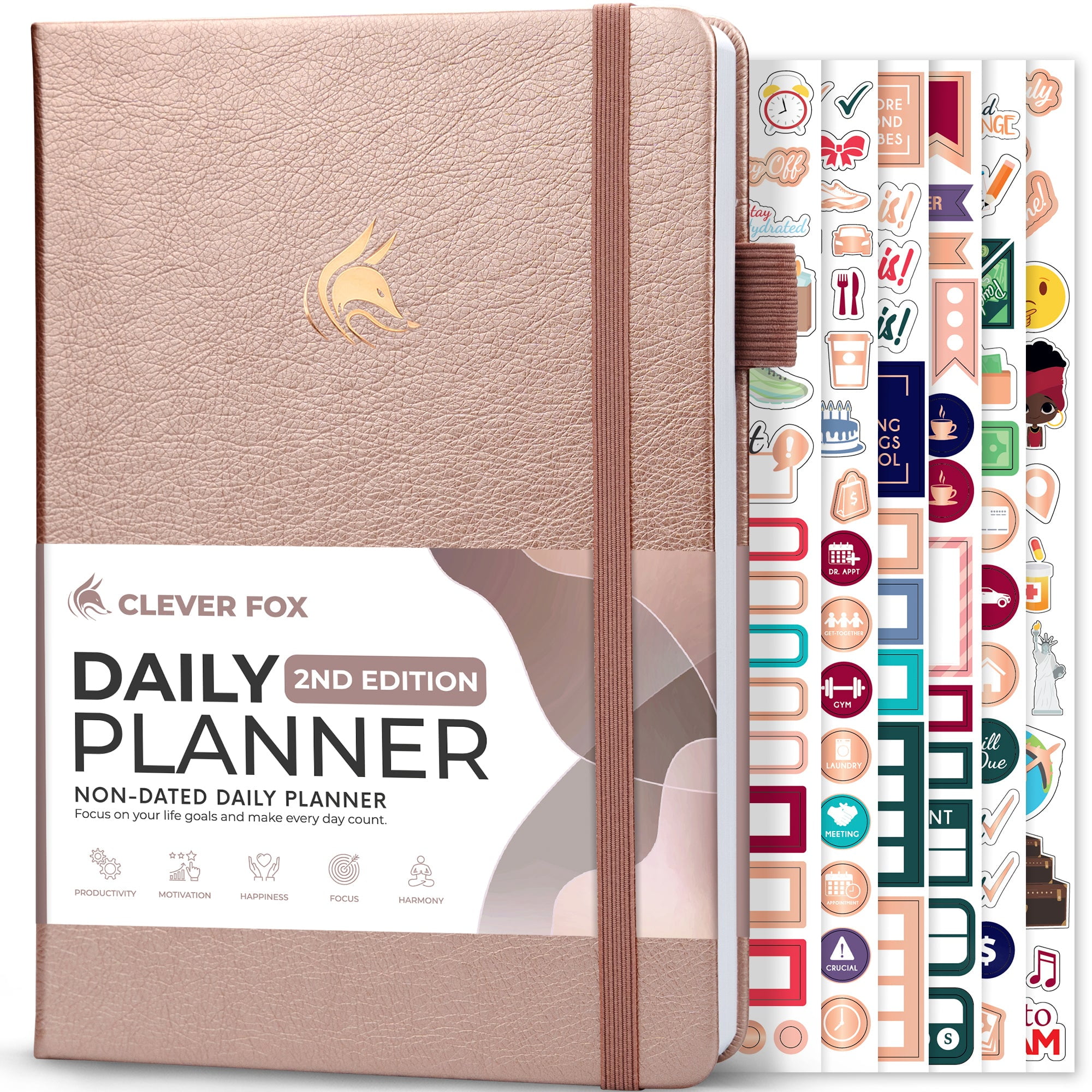 Clever Fox Leather Notebook - Daily Planner with Goals, Undated, A5 ...