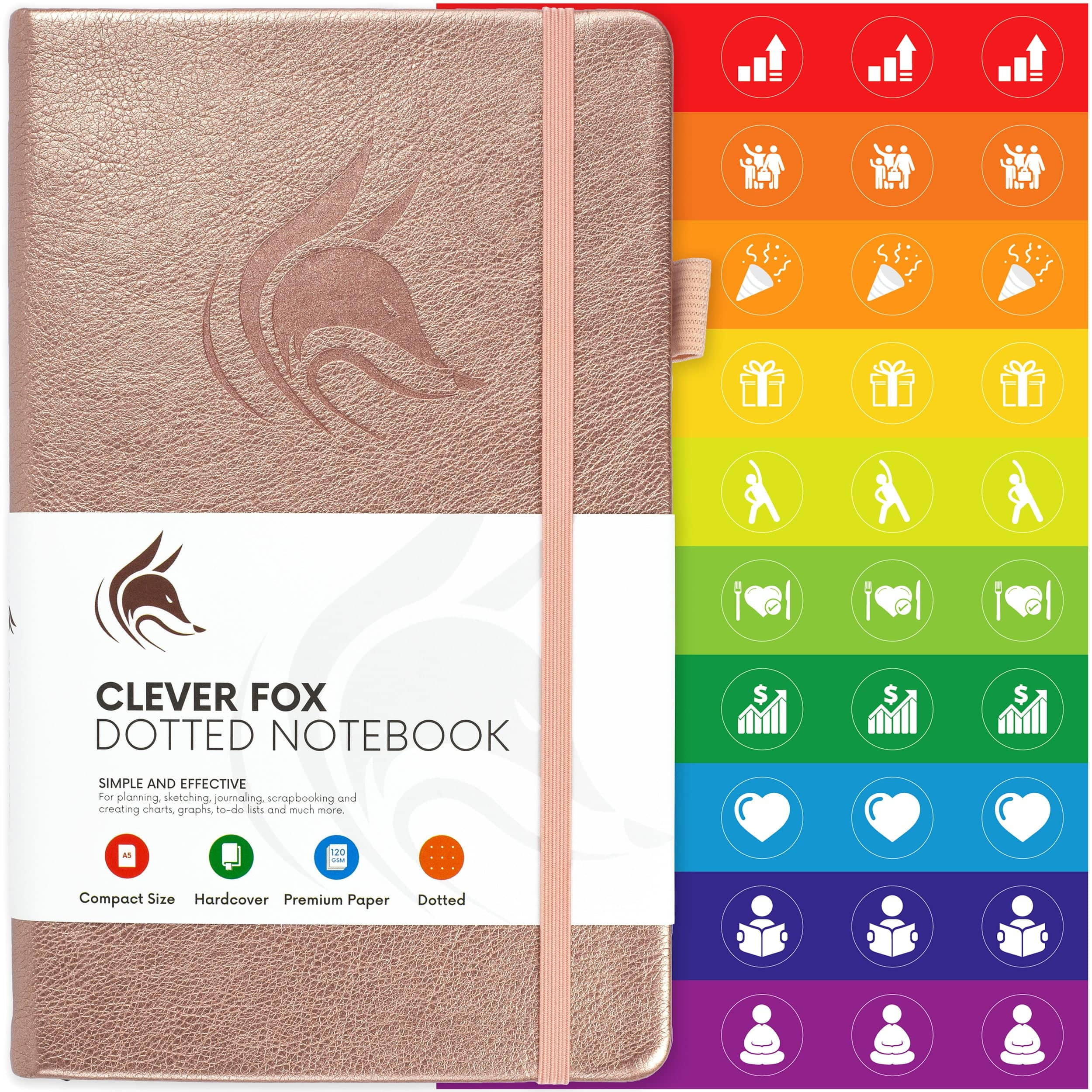 Clever Fox 5''x8.25'' Journal - Dot Grid, 120g Paper, Pen Loop ...